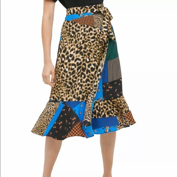 Calvin Klein | Skirts | Calvin Klein Pattern Patchwork Animal Print ...